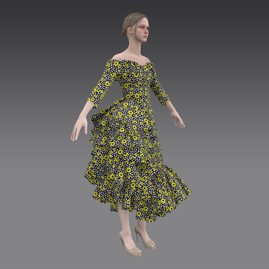 Ruffle Dress Base | 3D Model - CONNECT